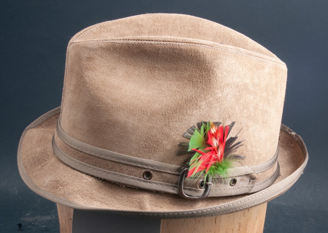 1960s Suede Leather Hush Puppies Fedora, Size 7 - Etsy