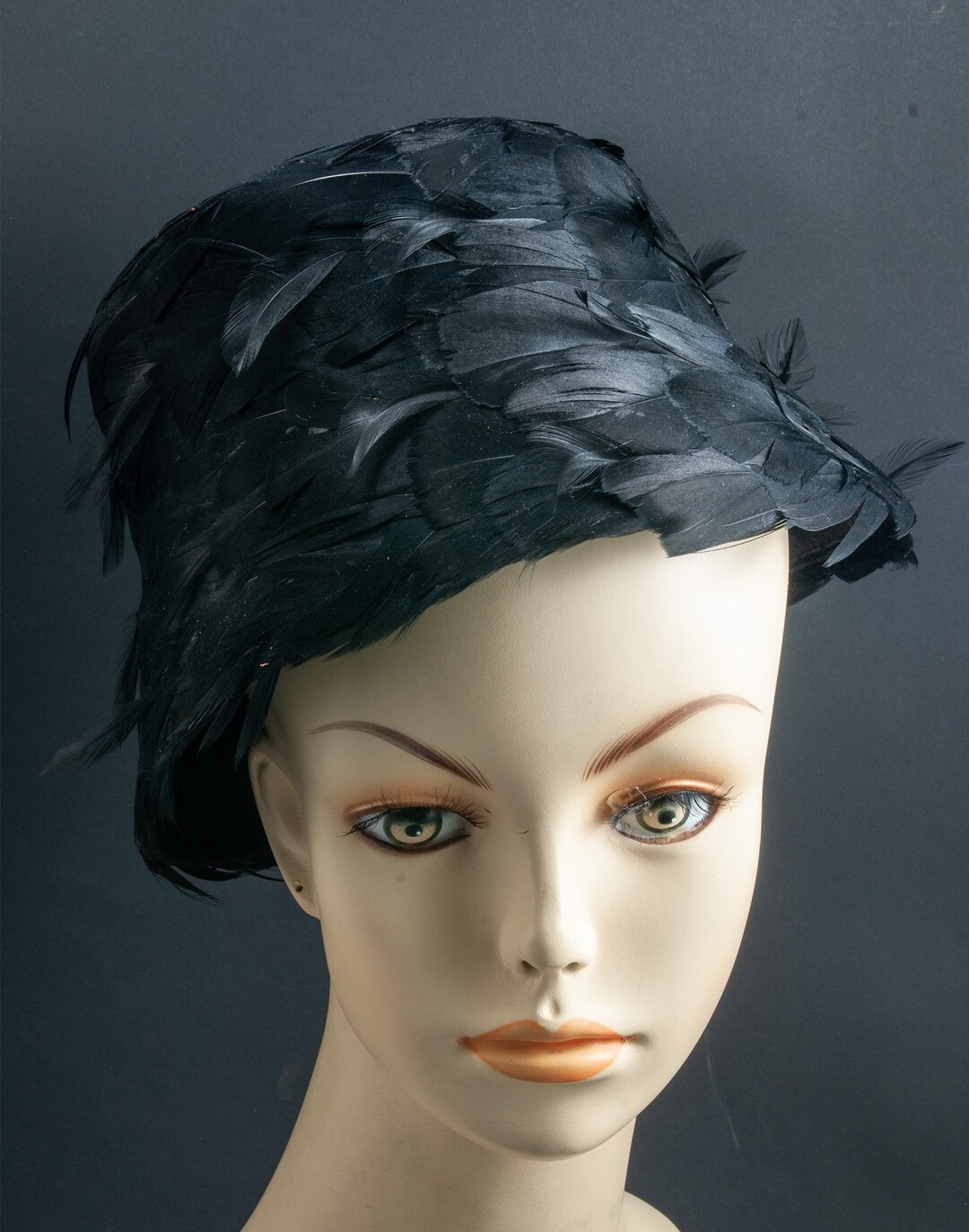 Vintage, Black Feather Bucket Hat. Retro, Boho, - Etsy
