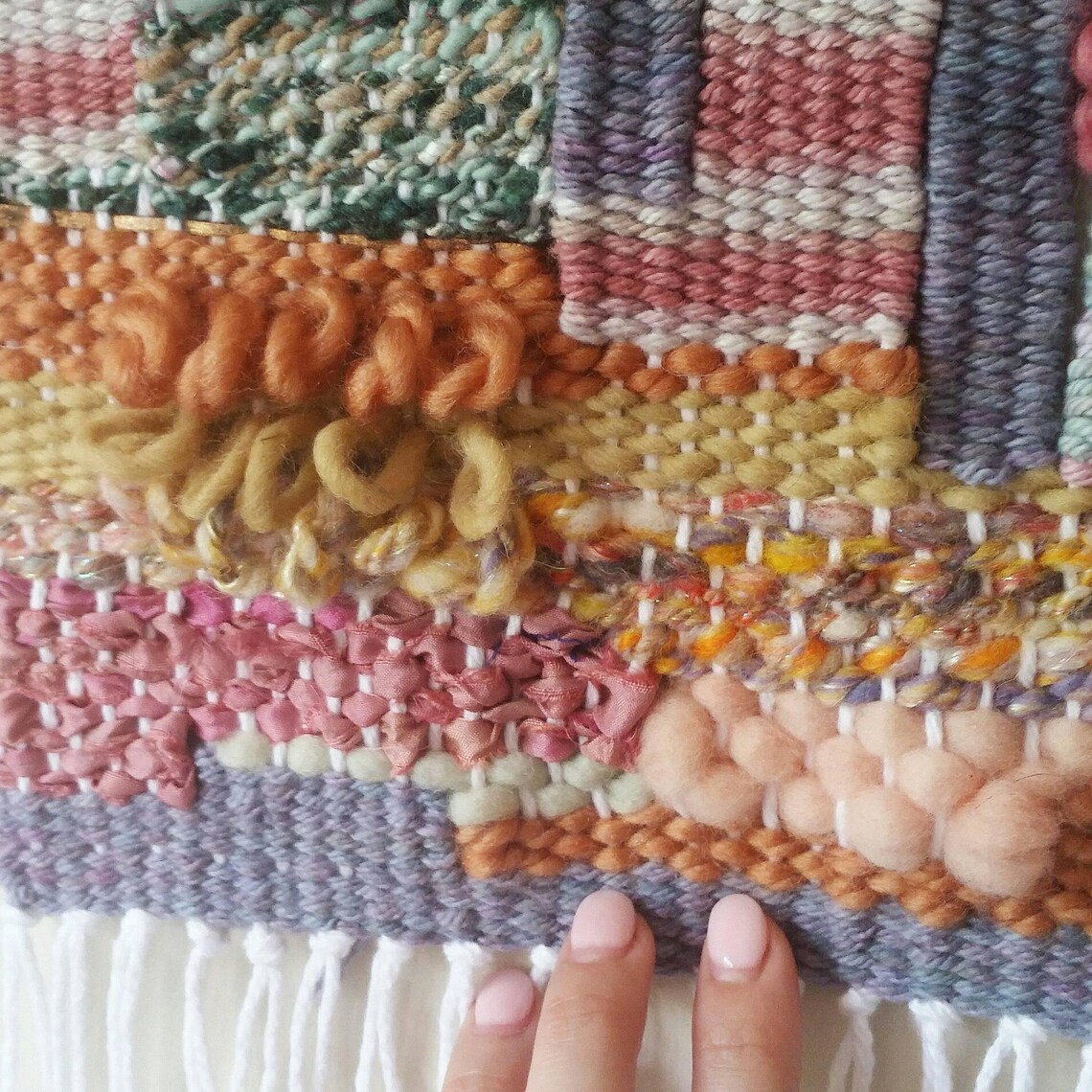 Rainbow Puzzle Weaving, Pastels Natural Dyes, Wall Hanging, Fiber Art ...