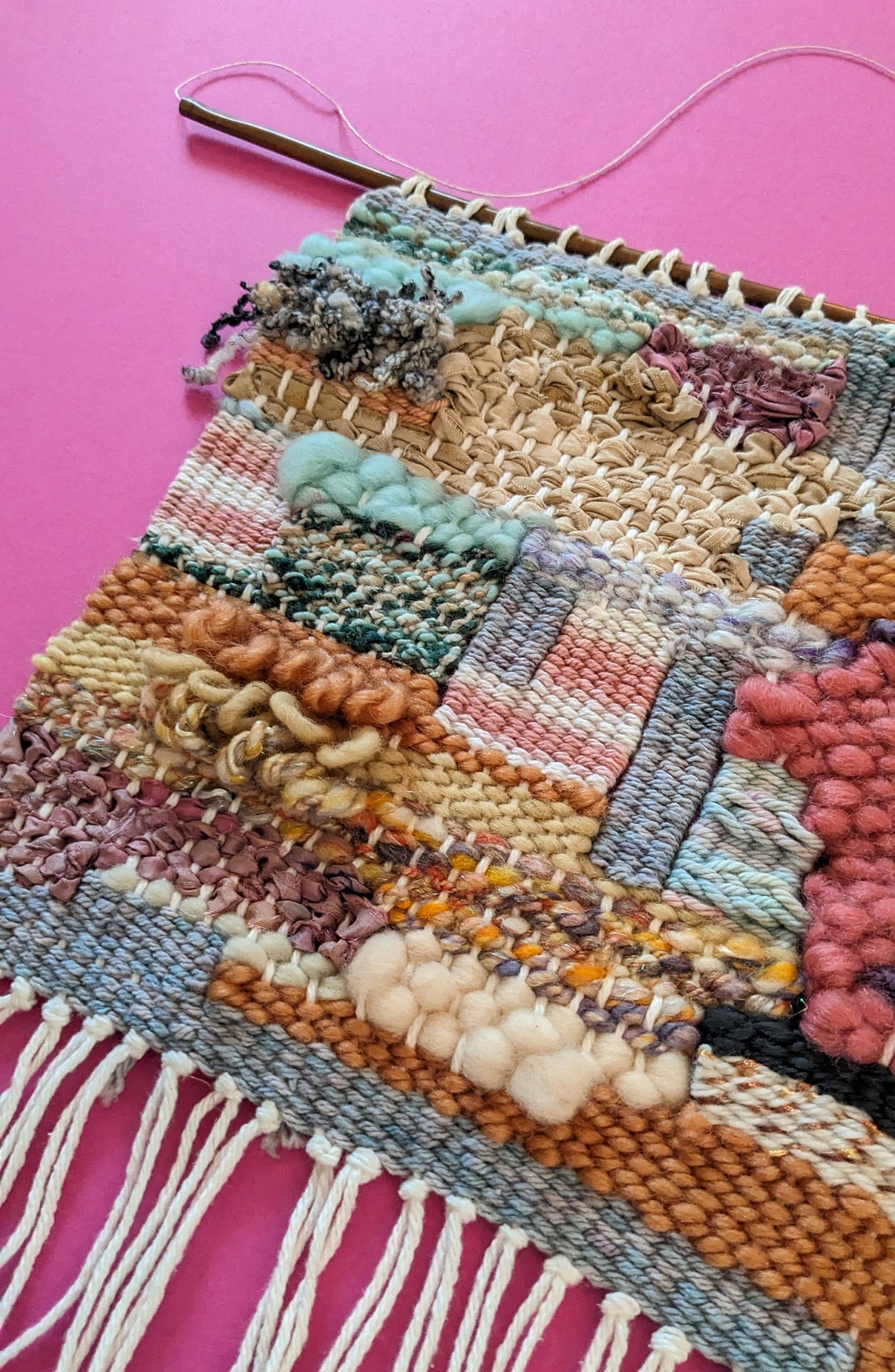 Rainbow Puzzle Weaving, Pastels Natural Dyes, Wall Hanging, Fiber Art ...