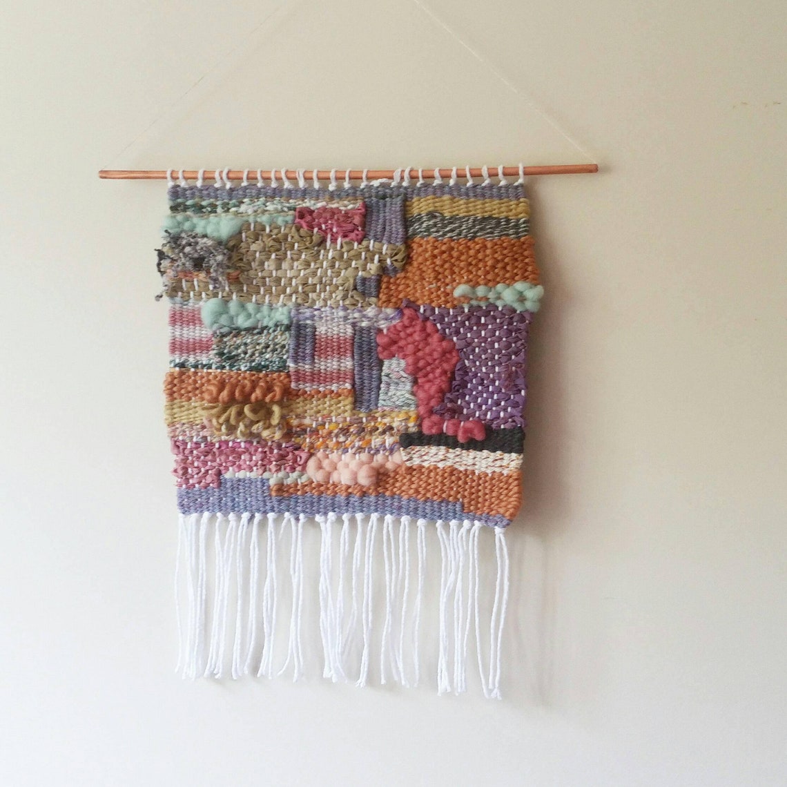 Rainbow Puzzle Weaving, Pastels Natural Dyes, Wall Hanging, Fiber Art ...
