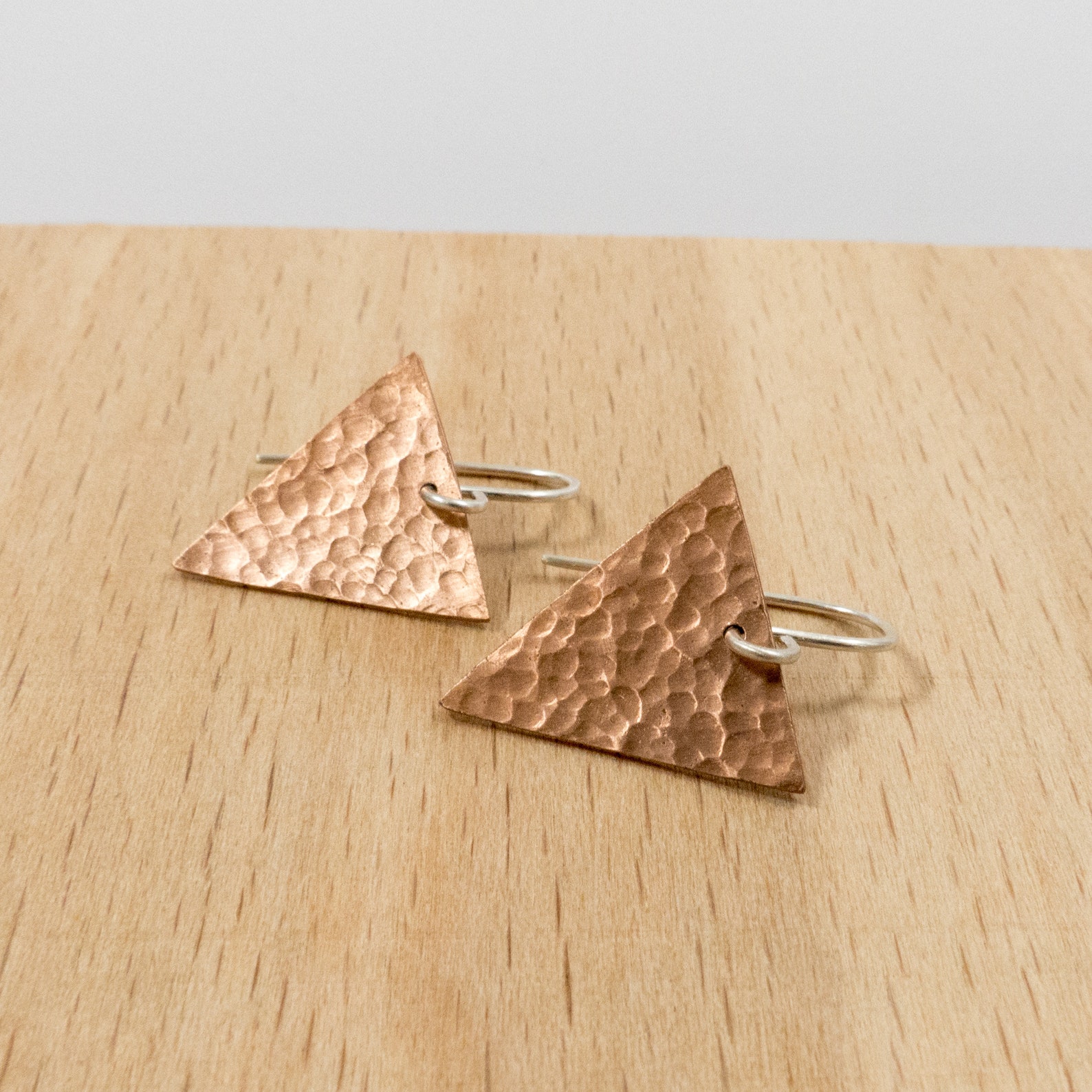 Hammered Copper Triangle Earrings Copper Jewellery - Etsy