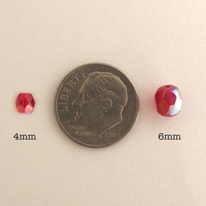 Ruby Red A/B Czech Glass Beads 4mm or 6mm Fire Polished Aurora Borealis ...