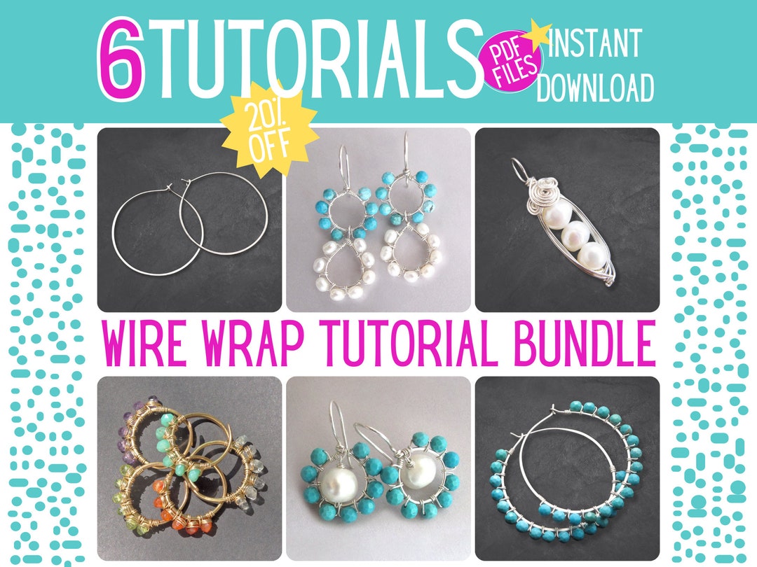 Wire Wrap Tutorial BUNDLE 6 PDF Tutorials Wire Jewelry Hoop Earrings ...