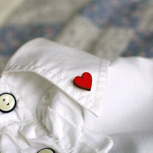 Wood Small Heart Red Pins Red Heart Brooch - Etsy