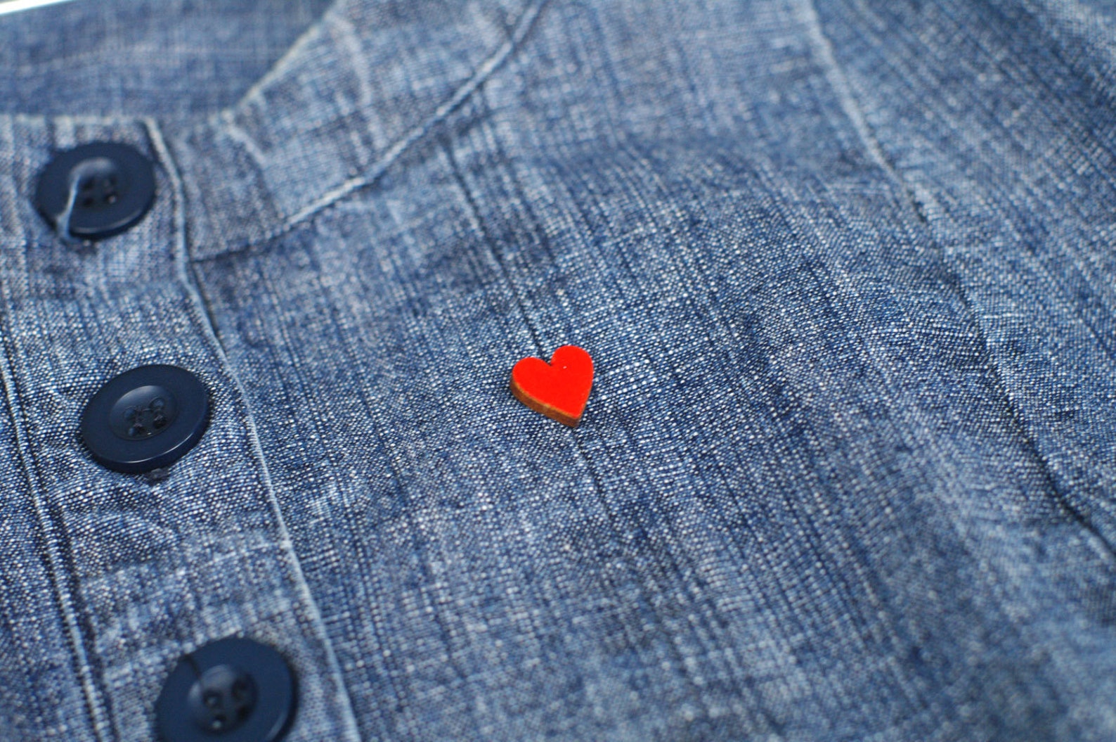 Wood small heart red pins Red heart brooch | Etsy