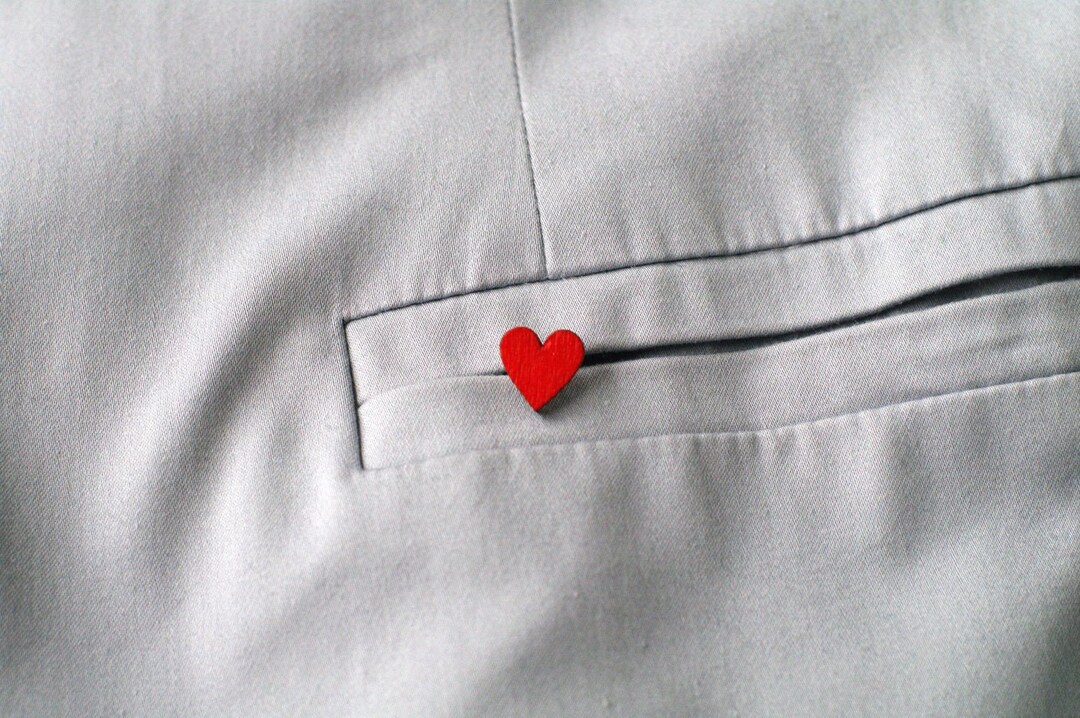 Wood Small Heart Red Pins Red Heart Brooch - Etsy