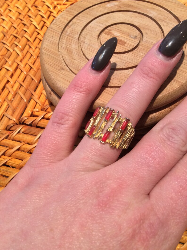 Vintage Gold MCM Costume Ring | Etsy