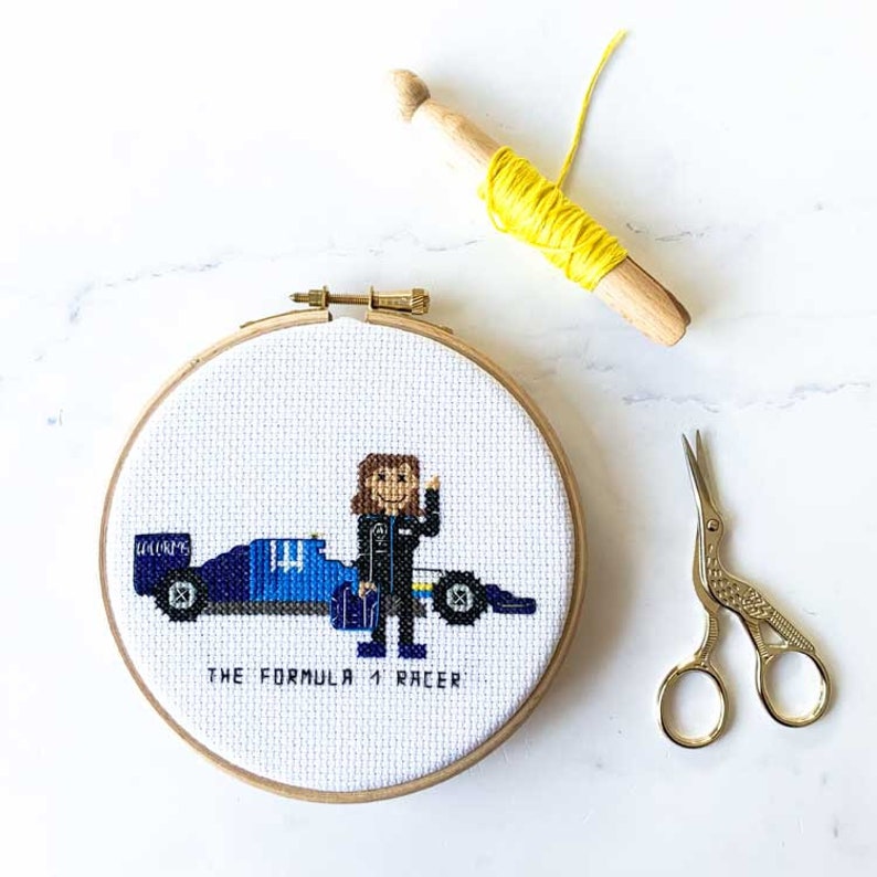 2 X Formula 1 Driver Cross Stitch Pattern. Male & Female Formula 1 ...