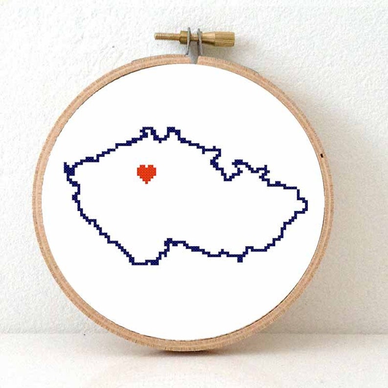 CZECH REPUBLIC Map Cross Stitch Pattern. Czech Art. Hearting Prague Map ...