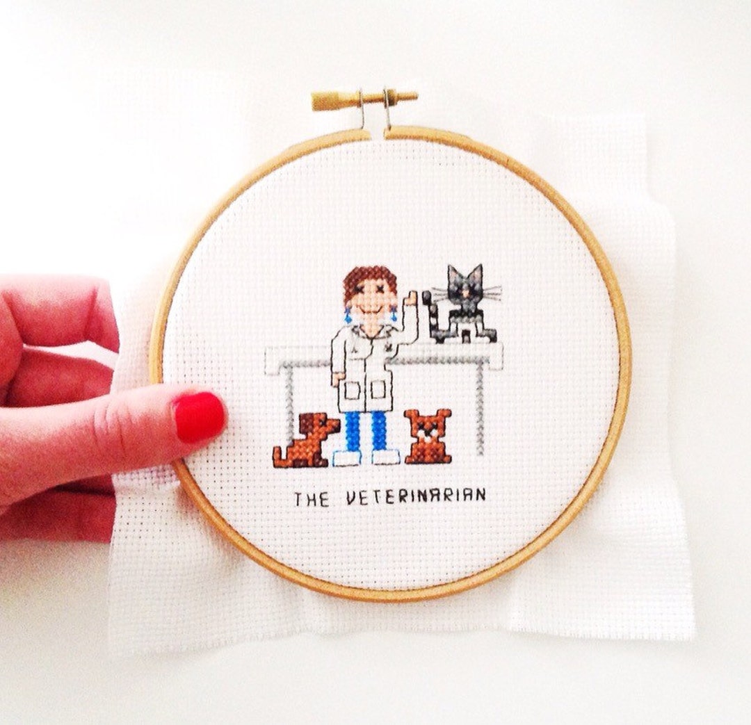 2 X Veterinarian Cross Stitch Pattern | Male and Female Veterinarian ...