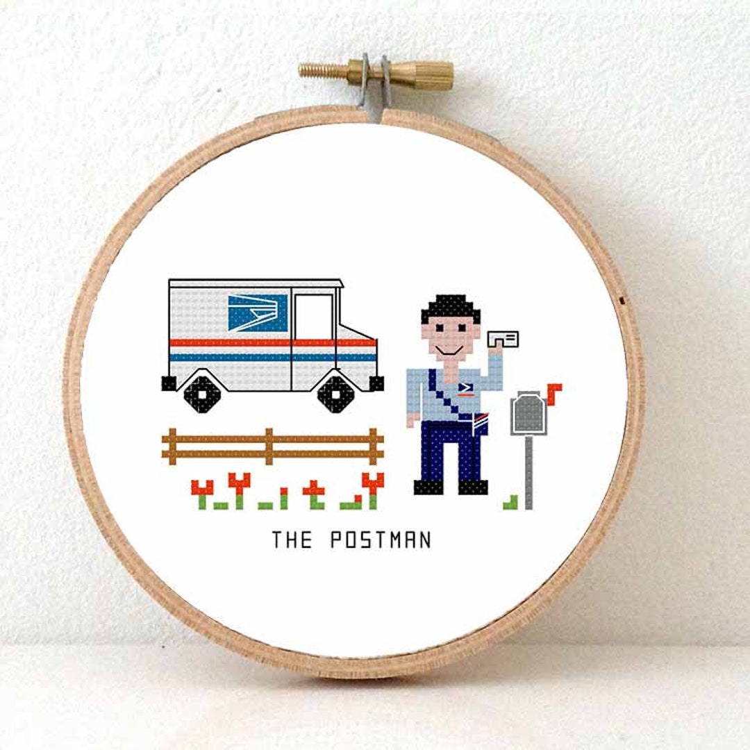 4 X Postman Cross Stitch Pattern | Delivery Guy or Lady Gift Idea | Us ...