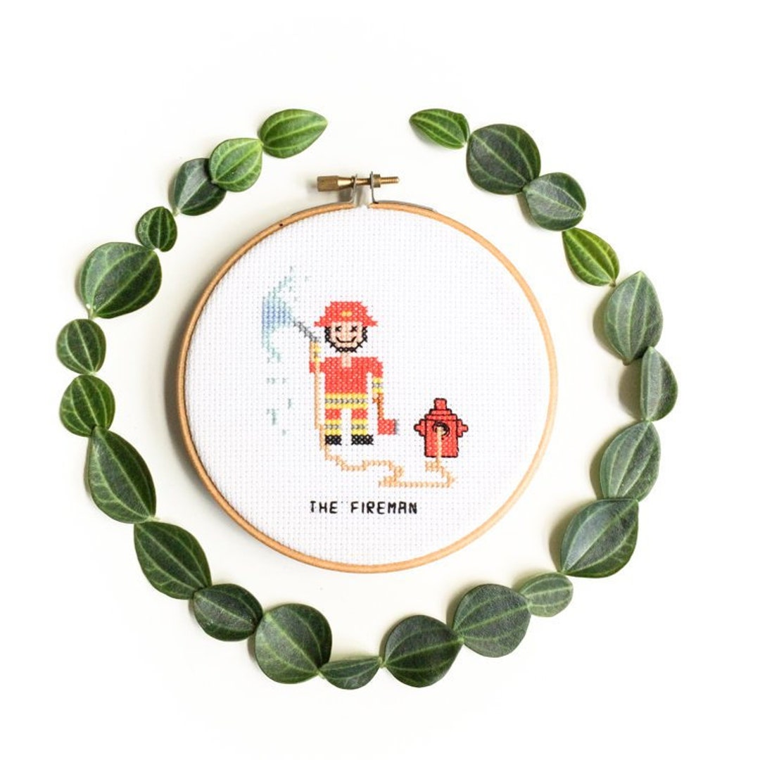 2 X Fireman Cross Stitch Pattern. Fireman Decor. Fireman and Firewomen ...