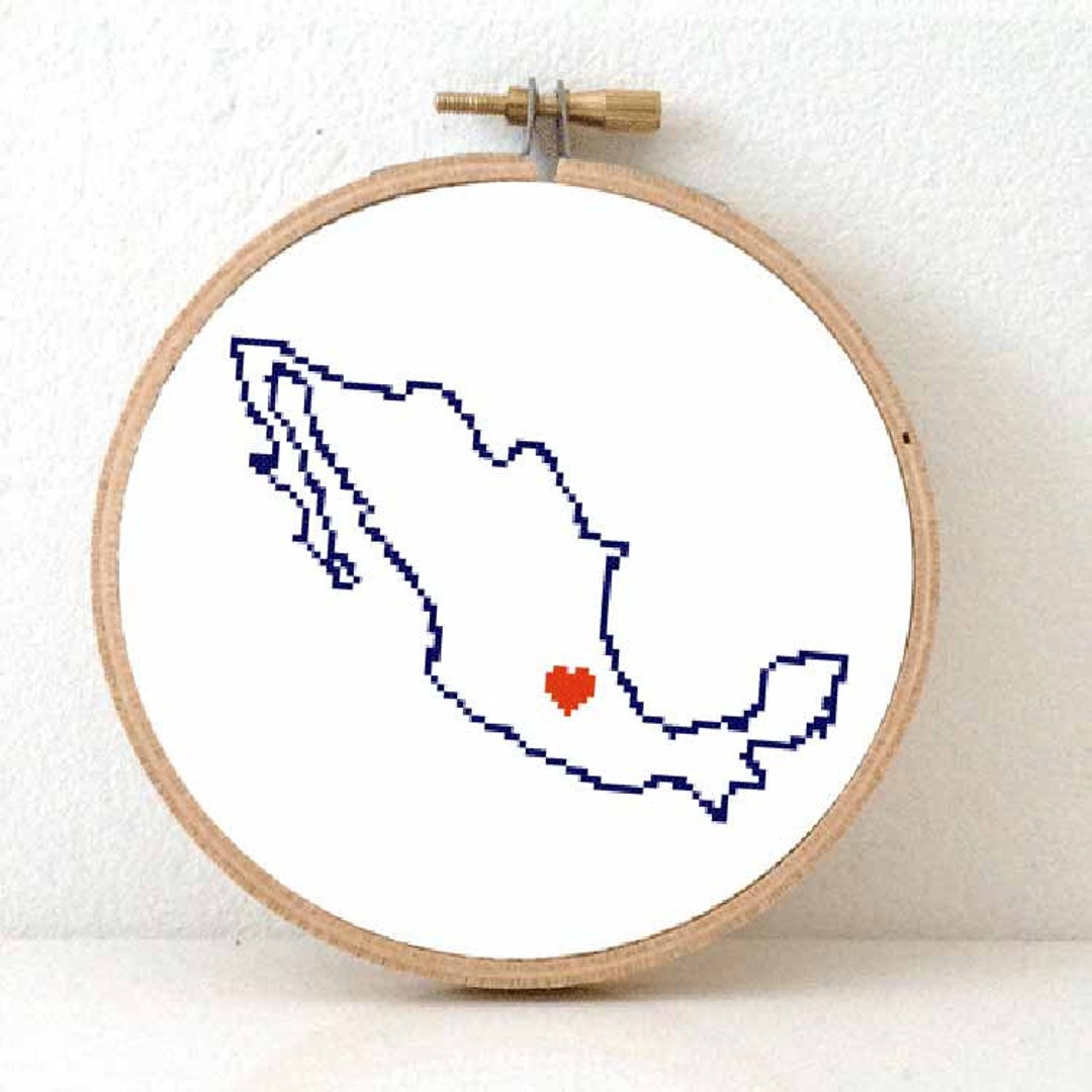 Mexico Map Cross Stitch Pattern | Save the Date Mexican Wedding Gift ...