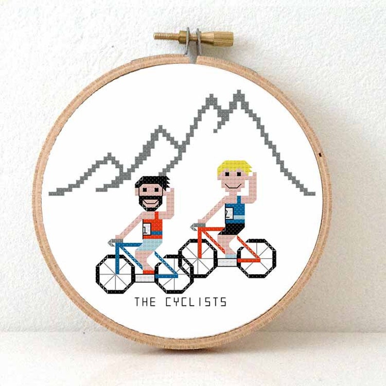 2 x cyclist cross stitch pattern sportsman gift for female | Etsy