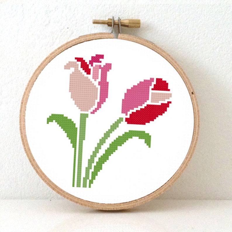 Tulip Cross Stitch Pattern. Spring Decorations. Trendy Tulip | Etsy Tulip Cross Stitch Pattern. Spring Decorations. Trendy Tulip | Etsy