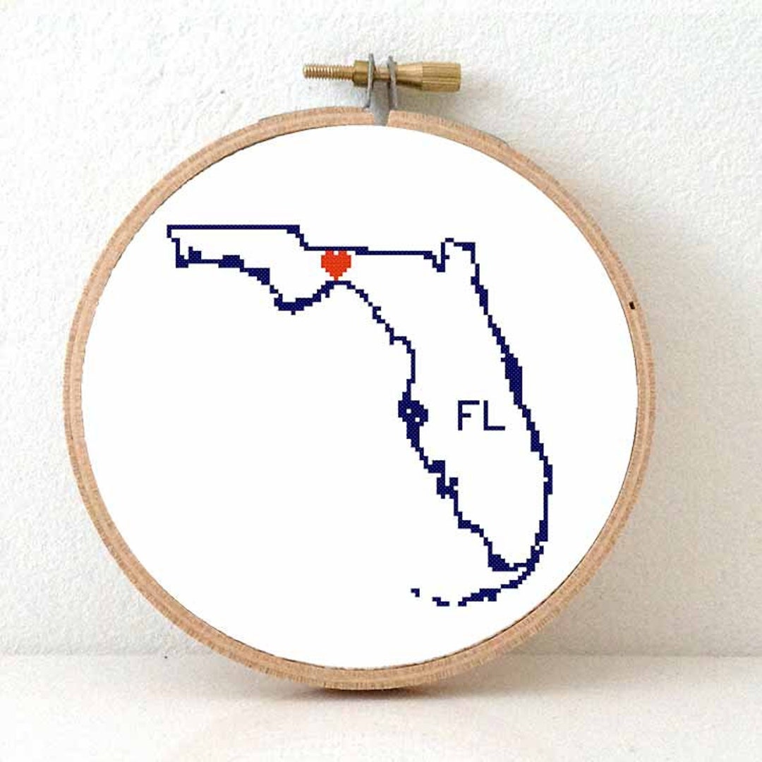 Florida Map Cross Stitch Pattern. FL State Needlepoint Pattern With ...