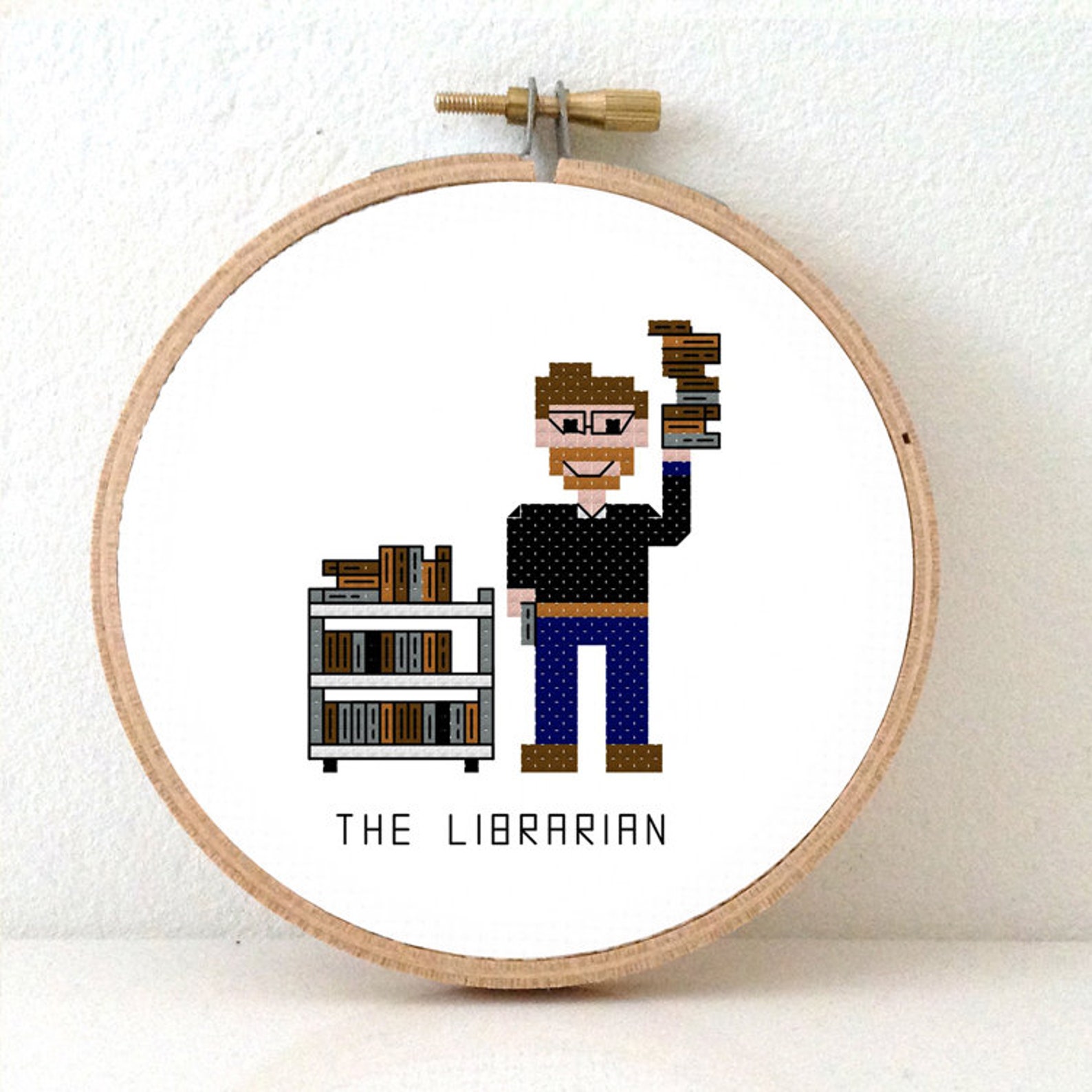 2 x Librarian Cross stitch pattern Embroidery gift for book | Etsy