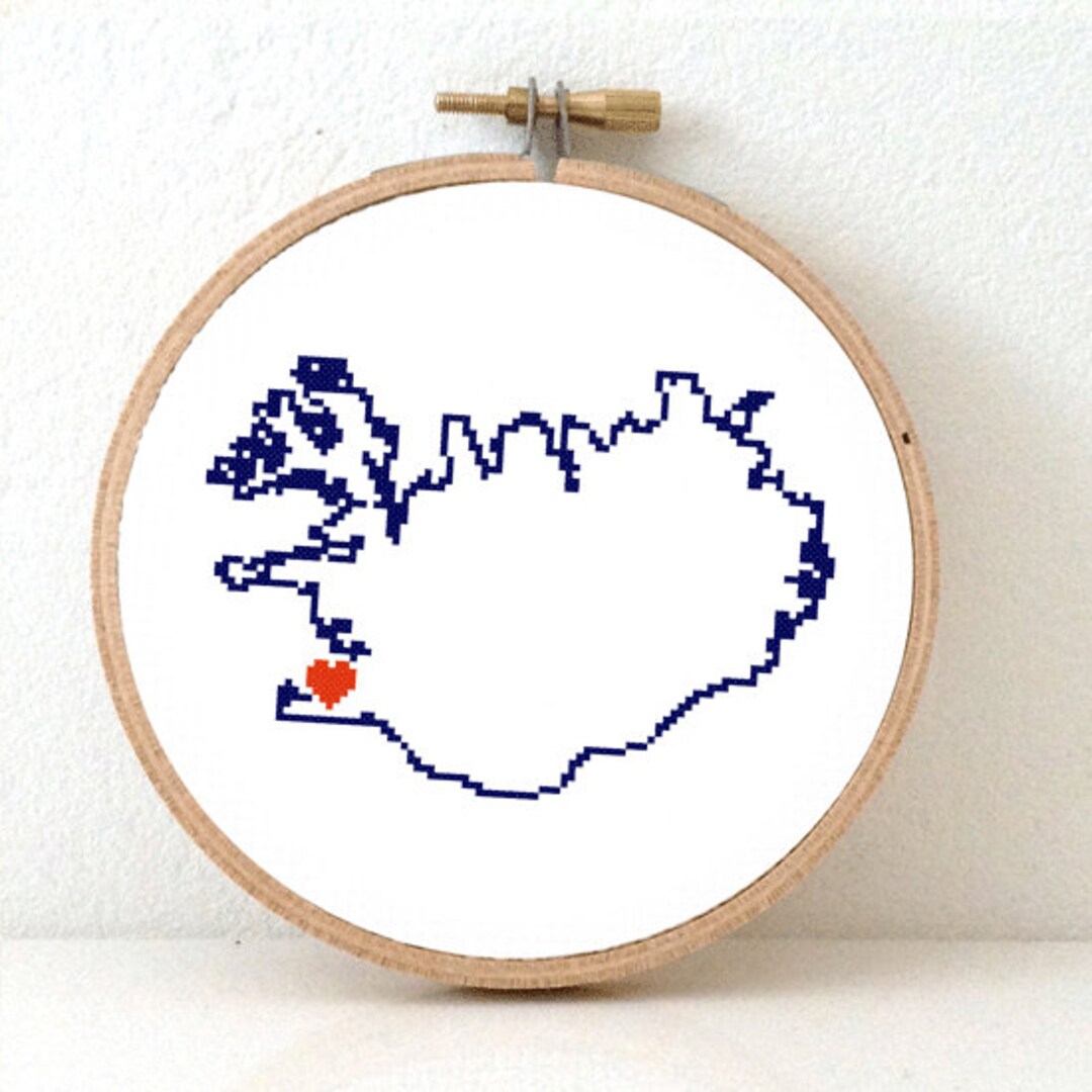 ICELAND Map Cross Stitch Pattern. Iceland Hand Embroidery Pattern With ...