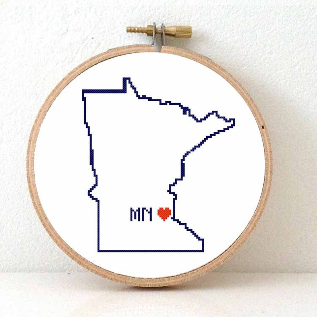 MINNESOTA Map Cross Stitch Pattern | Minnesota Art Pattern | Minnesota ...