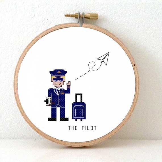2 X Pilot Cross Stitch Pattern. Male and Female Pilot Gift - Etsy