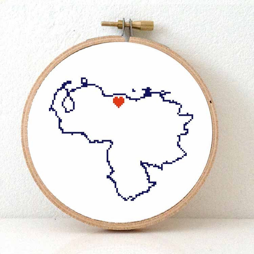 VENEZUELA Map Modern Cross Stitch Pattern | Venezuela With Caracas ...