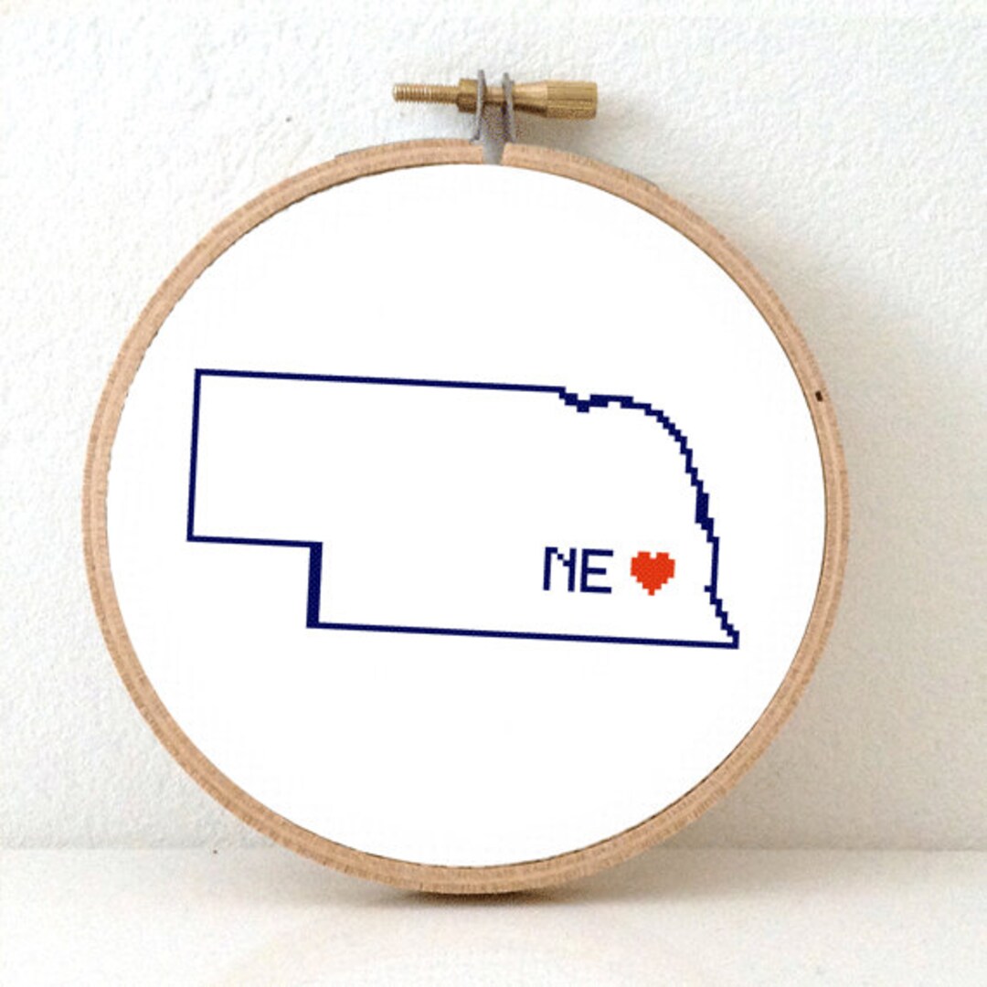 NEBRASKA Map Cross Stitch Pattern. Nebraska Art Pattern With Lincoln ...