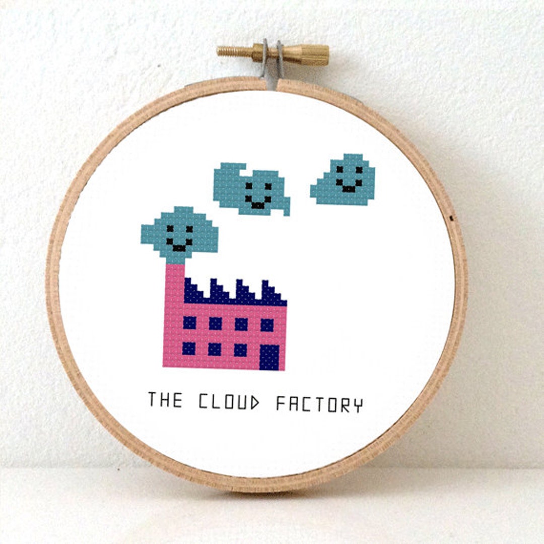 Cloud Factory - Funny Cross Stitch Pattern. Cute Embroidery Design for ...