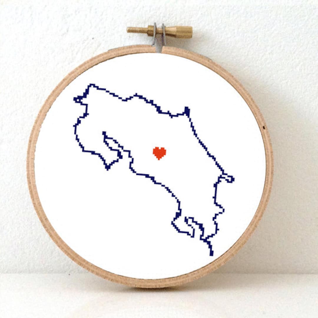 Costa Rica Map Cross Stitch Pattern | Modern Cross Stitch Chart Costa ...