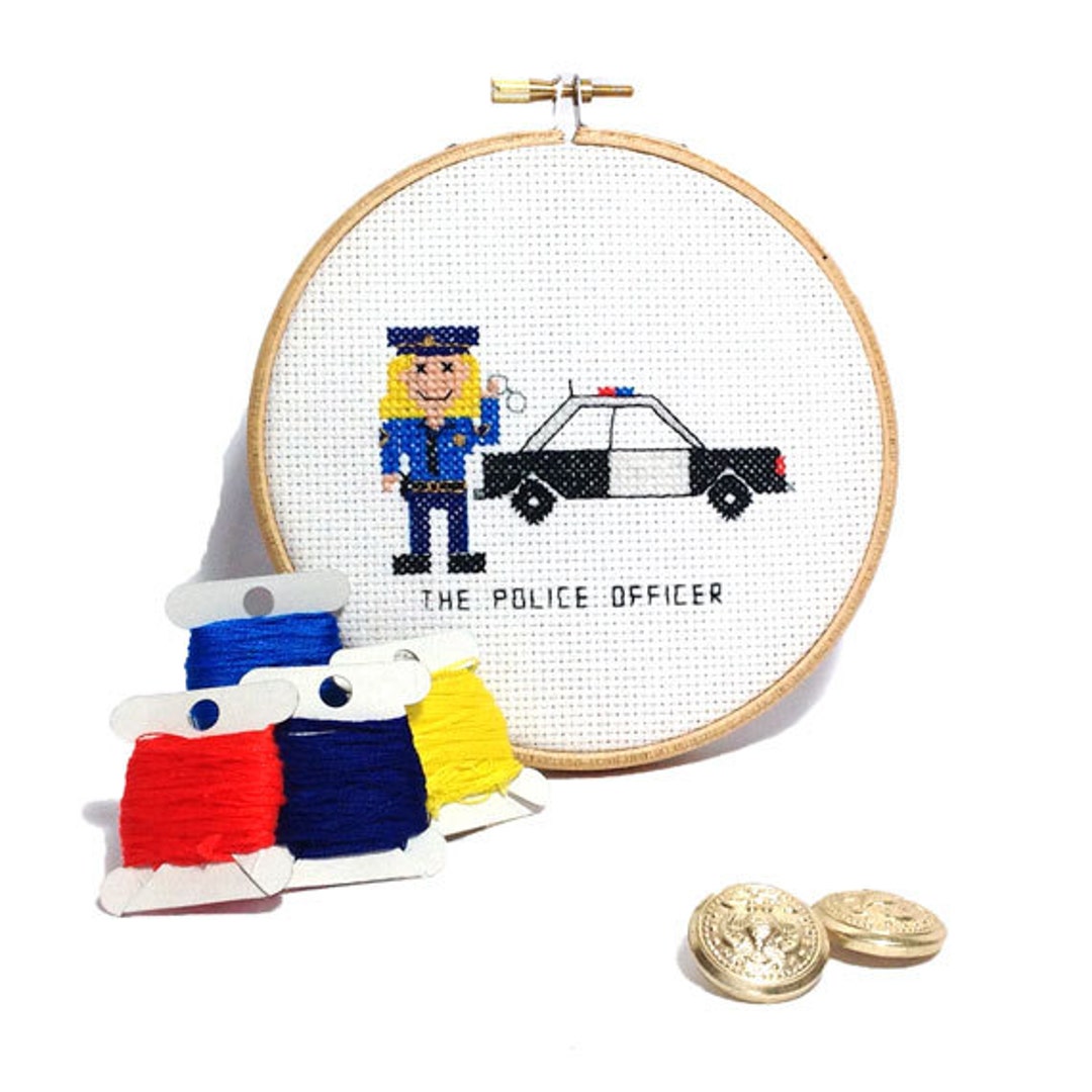 2 X Police Officer Cross Stitch Pattern. Police Man and Police Woman ...