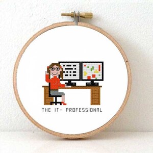 2 X IT Professional Cross Stitch Pattern | Gift System Administrator ...
