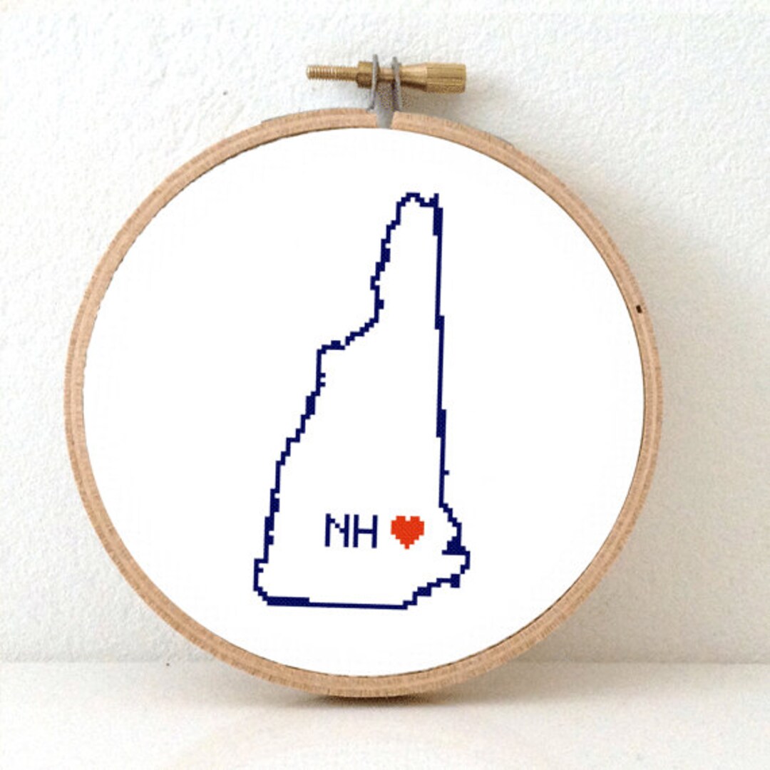 NEW HAMPSHIRE Map Cross Stitch Pattern. New Hampshire Art Pattern With ...
