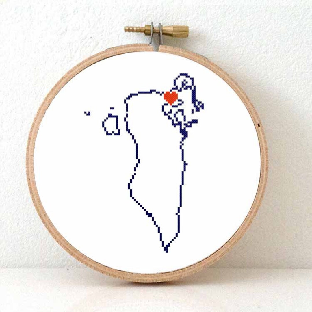 BAHRAIN Map Cross Stitch Pattern | Easy Embroidery Pattern Middle East ...
