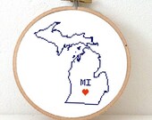 MICHIGAN Map Cross Stitch Pattern. MI State Needlepoint - Etsy