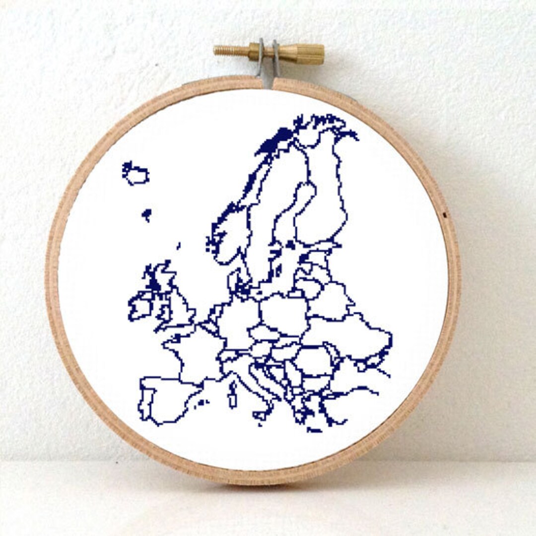 XL EUROPE Map Cross Stitch Pattern | Large Europe Modern Embroidery ...