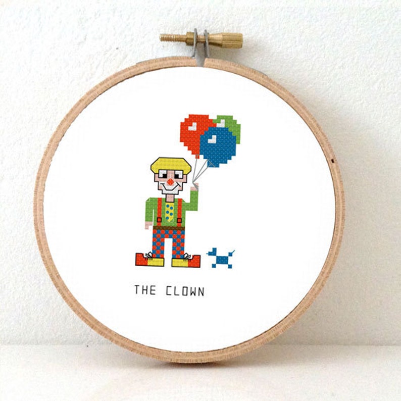 Clown Cross Stitch Pattern. DIY Children Room Decoration. - Etsy