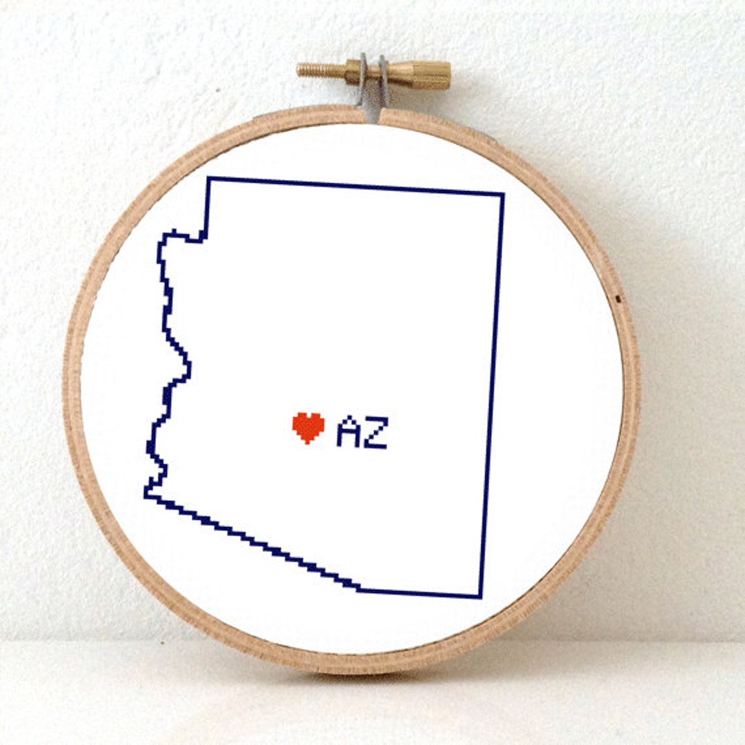 Arizona Map Cross Stitch Pattern | the Original AZ State Needlepoint ...
