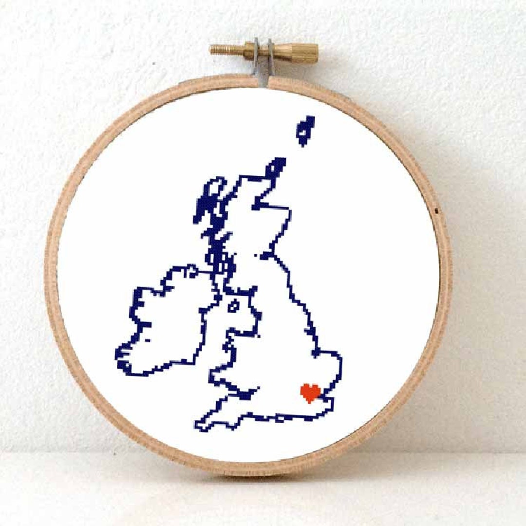 UK Map Cross Stitch Pattern | Easy Embroidery Pattern United Kingdom ...