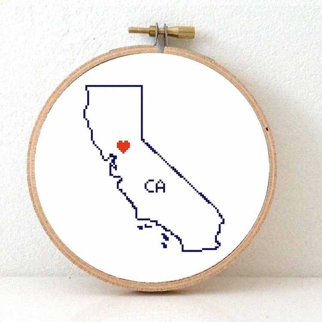 CALIFORNIA Map Cross Stitch Pattern. CA State Needlepoint Pattern With ...