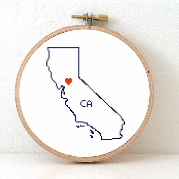 CALIFORNIA Map Cross Stitch Pattern. CA State Needlepoint | Etsy