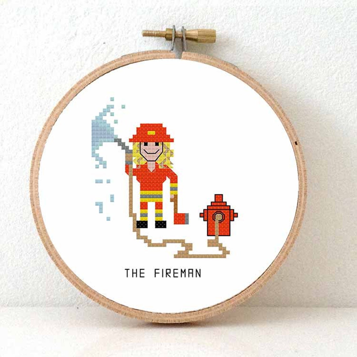 2 X Fireman Cross Stitch Pattern. Fireman Decor. Fireman and - Etsy