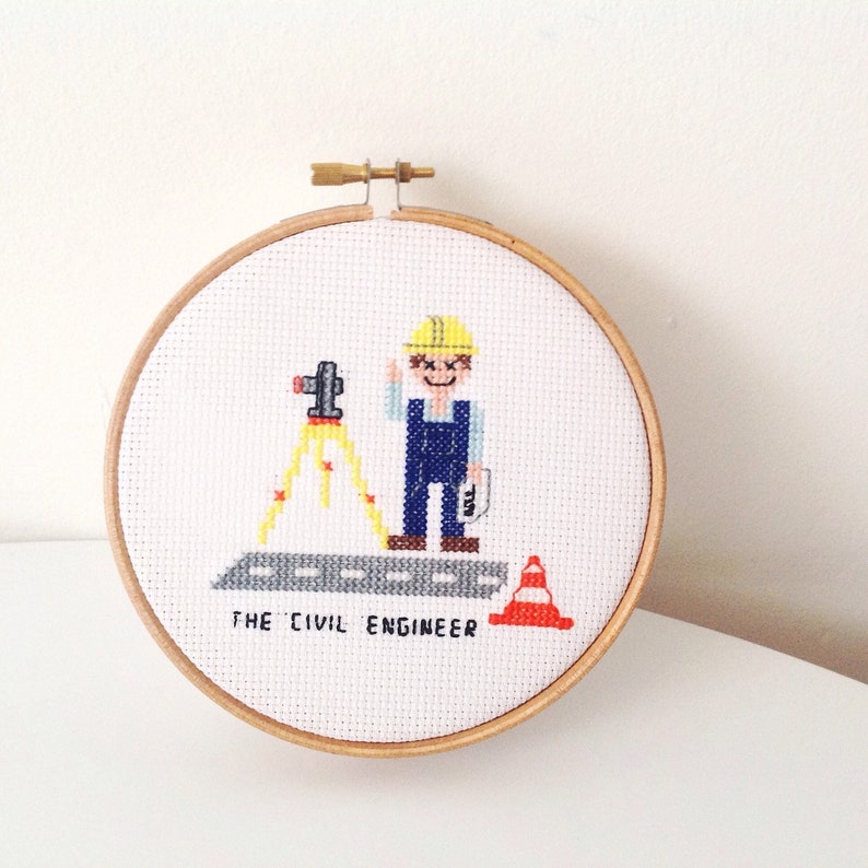 2 X DIY GIFT for Civil Engineer. Professions Cross Stitch Pattern. Road ...