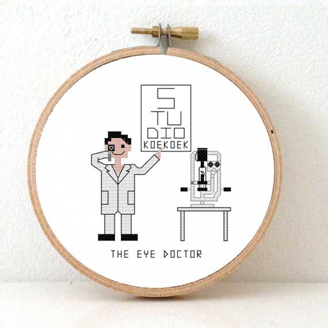 2 X Eye Doctor Cross Stitch Pattern. DIY Gift Optician. Eye Doc Thank ...