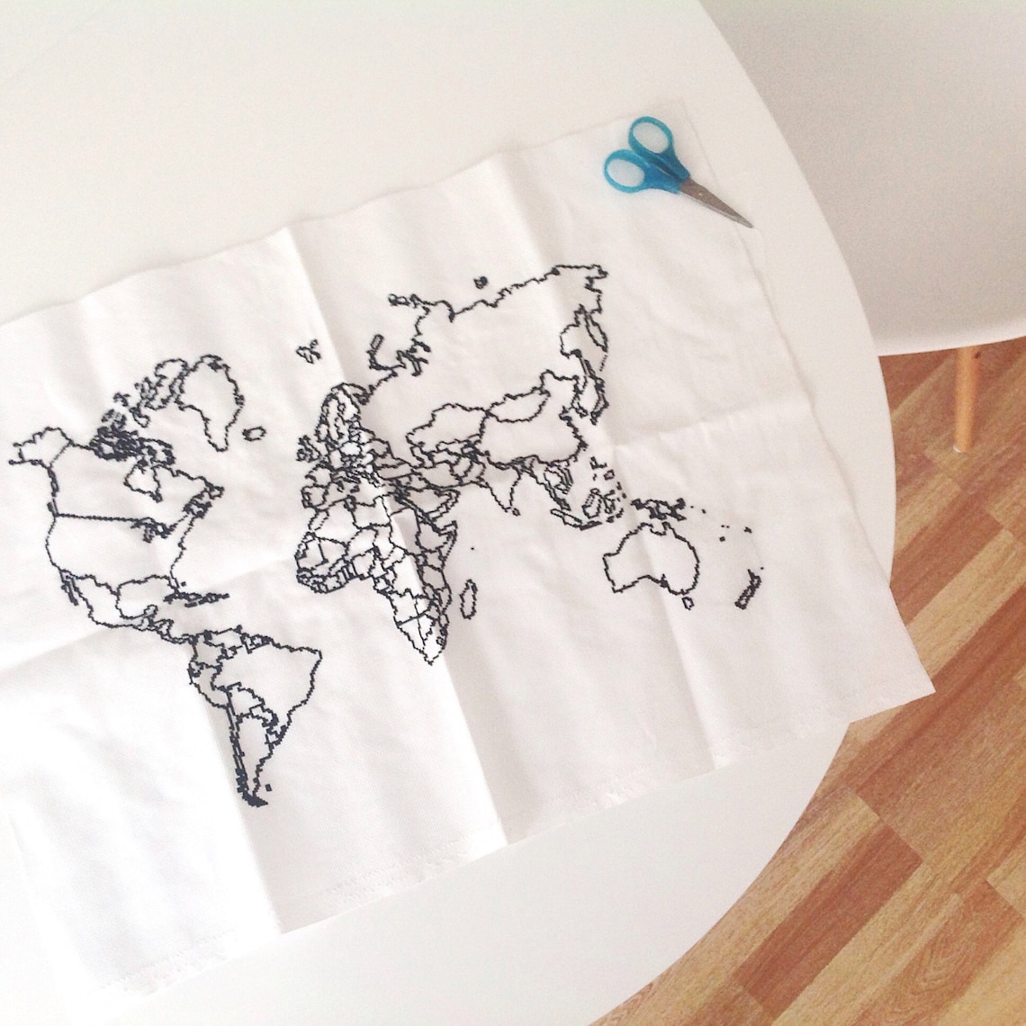 XL World Map Cross Stitch Pattern With Country Map Outlines. | Etsy