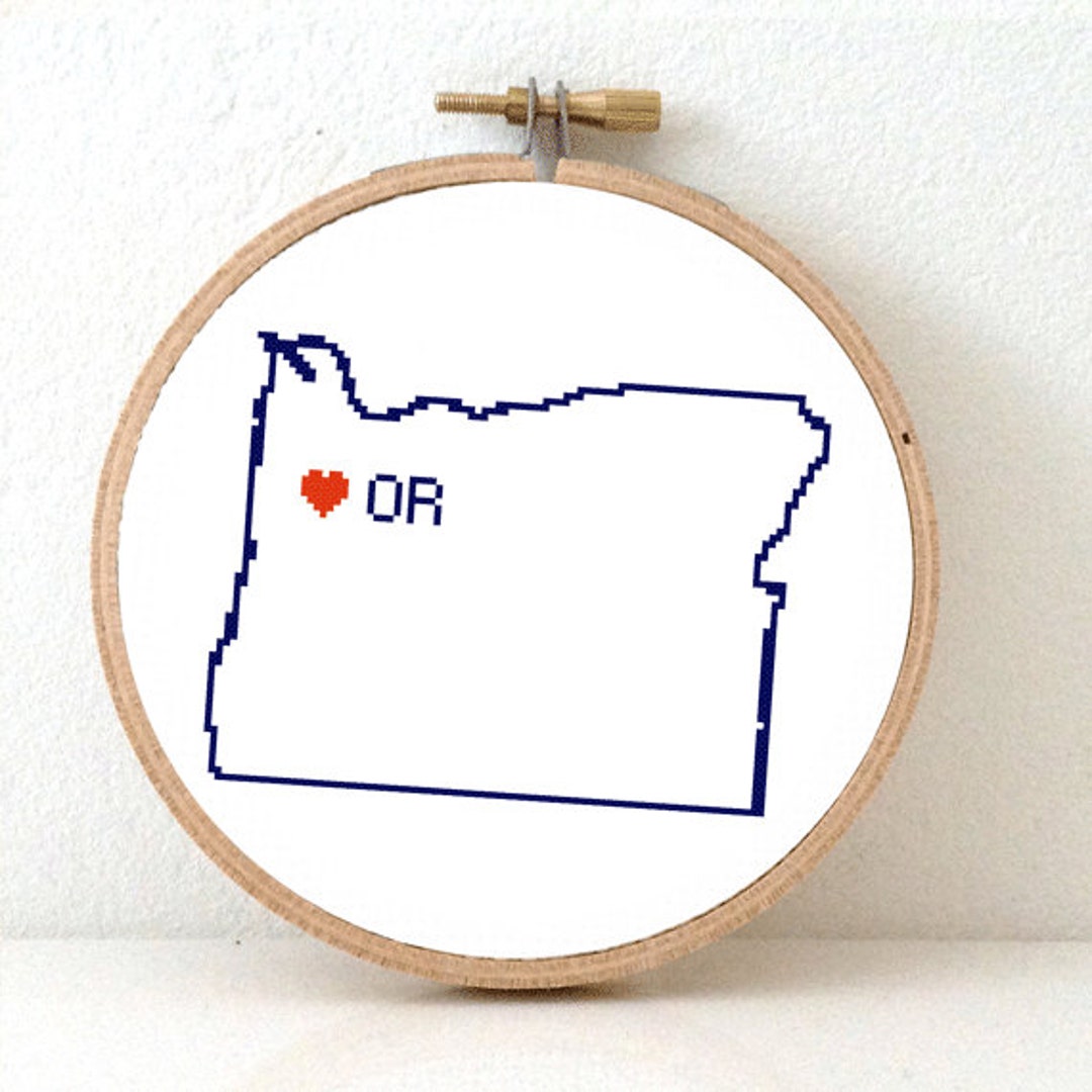 OREGON Map Cross Stitch Pattern | Oregon Embroidery Pattern | Oregon ...