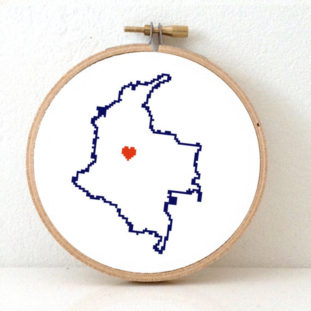 Colombia Map Cross Stitch Pattern | Colombia Art With Capital Bogota ...