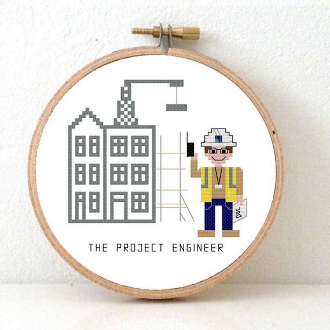 2 X Project Engineer Cross Stitch Pattern. Male and Female Engineer ...