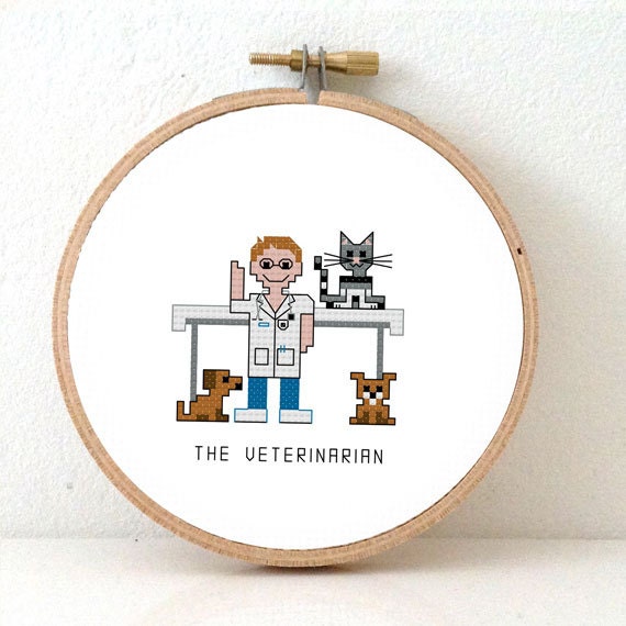 2 X Veterinarian Cross Stitch Pattern Male and Female - Etsy