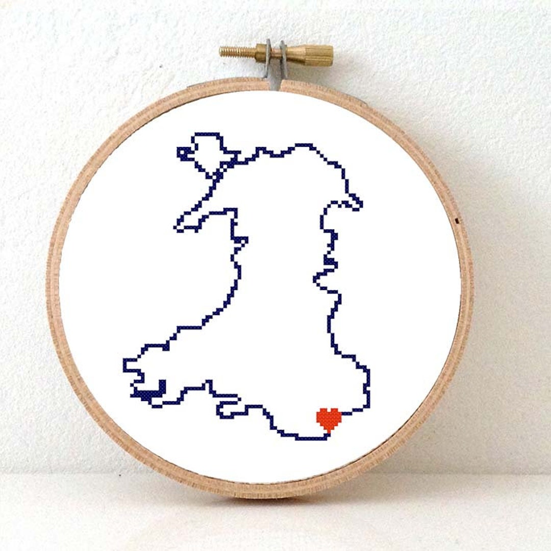 Wales Map Cross Stitch Pattern. Destination Wedding Gift. Wales Travel ...