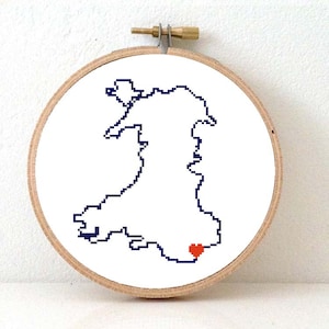 Wales Map Cross Stitch Pattern. Destination Wedding Gift. Wales Travel ...